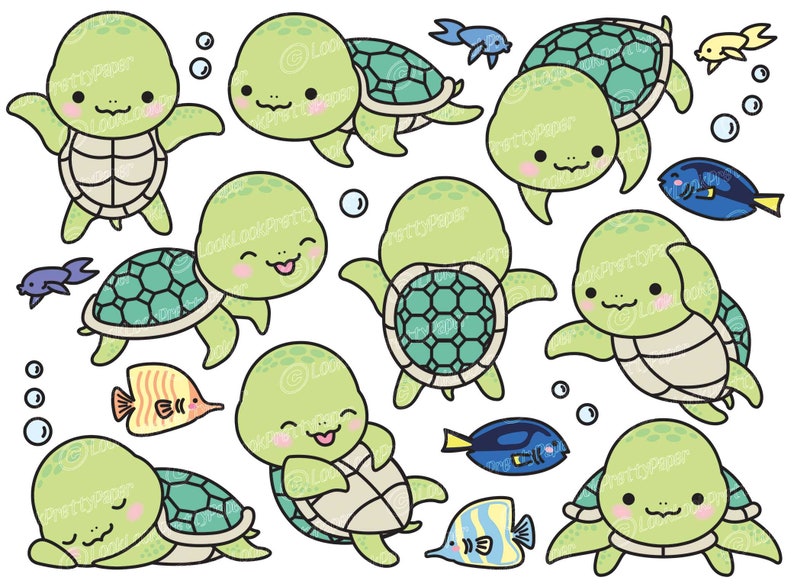 Premium Vector Clipart Kawaii Tortuga Tortuga Linda | Etsy