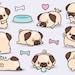Premium Vector Clipart Kawaii Pugs Cute Pugs (Instant Download) - Etsy