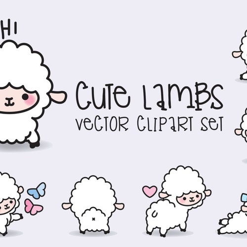 Premium Vector Clipart Kawaii Lambs Cute Lamb Clipart Set - Etsy