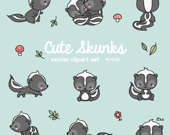 Cute Skunks Clipart, Skunk Png, Skunk Clipart Bundle, Clipart Bundle ...