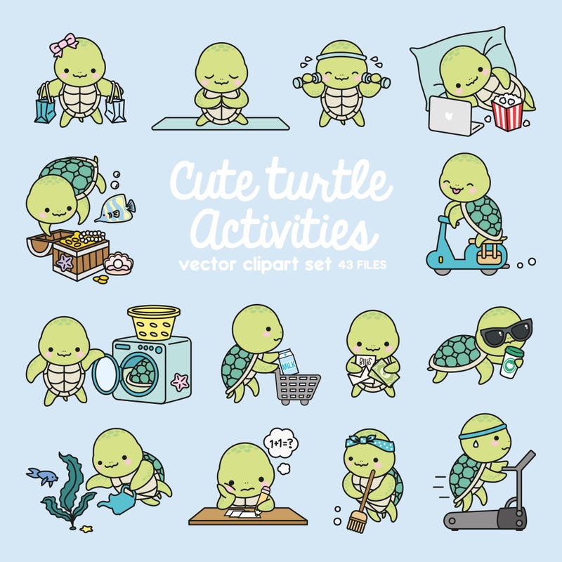 Traveling Turtle Clipart - Etsy UK