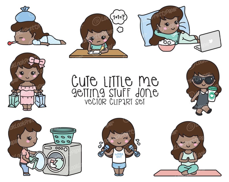 Premium Vector Clipart Cute Me Kawaii Girl Cute Girl | Etsy Canada