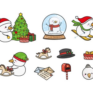 Premium Vector Clipart - Kawaii Snowman - Cute Christmas Snowmen ...
