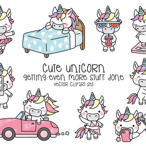 Premium Vector Clipart Kawaii Unicorn Cute Unicorn - Etsy