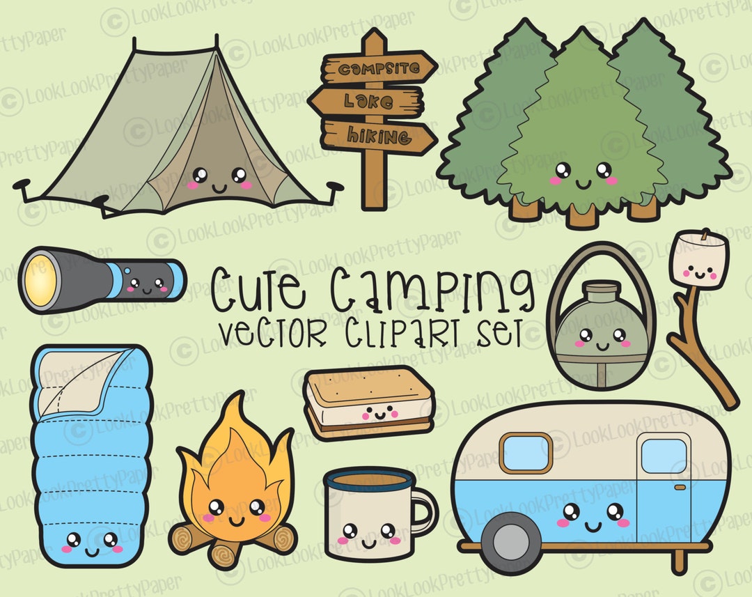 Premium Vector Clipart Kawaii Camping Clipart Kawaii Camping Clip Art ...