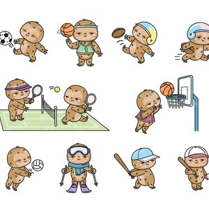Premium Vector Clipart - Kawaii Sporty Sloth - Cute Sloths Sport ...