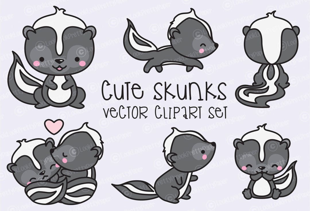 Premium Vector Clipart Kawaii Skunks Cute Skunks Clipart Set High