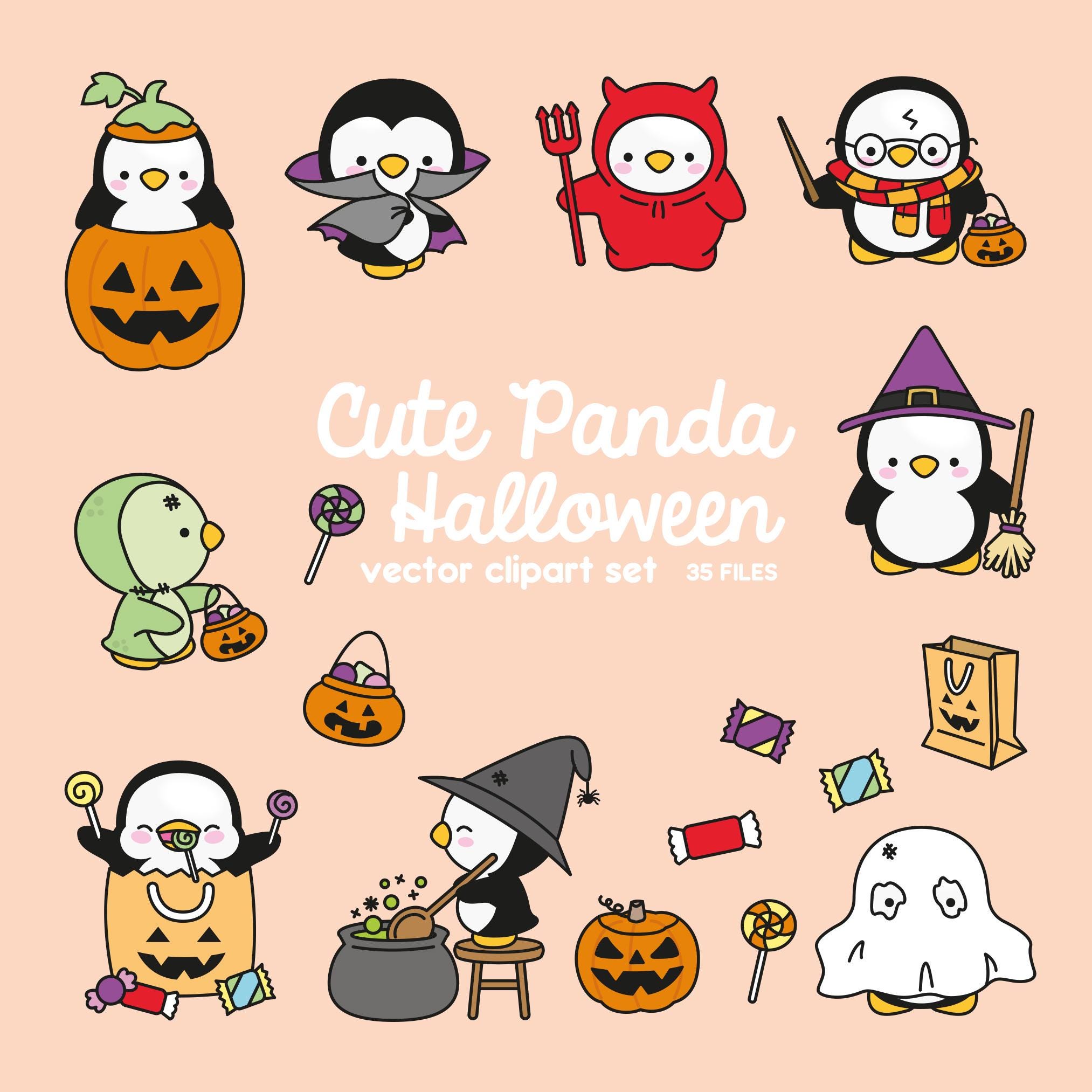 Schattige Spook Clipart Stickervel Cute Halloween – MostCutest.nl