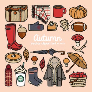 Premium Vector Clipart - Cute Autumn Clipart - Kawaii Fall Clip Art Set ...