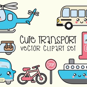 Premium Vector Clipart Kawaii Transport Clipart Kawaii Clip Art Set ...