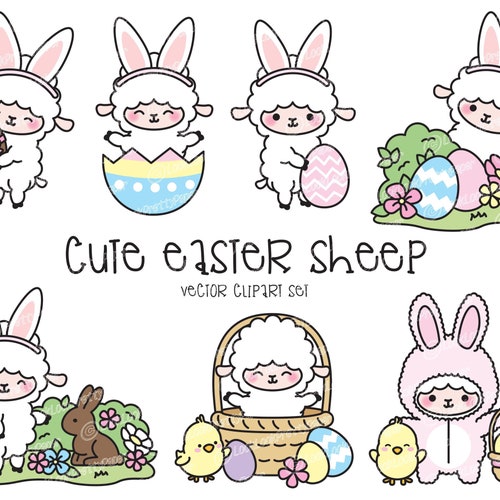 Premium Vector Clipart Kawaii Lambs Cute Lamb Clipart Set - Etsy
