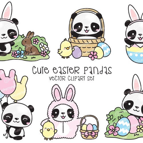 Premium Vector Clipart Kawaii Panda Cute Panda Planning - Etsy