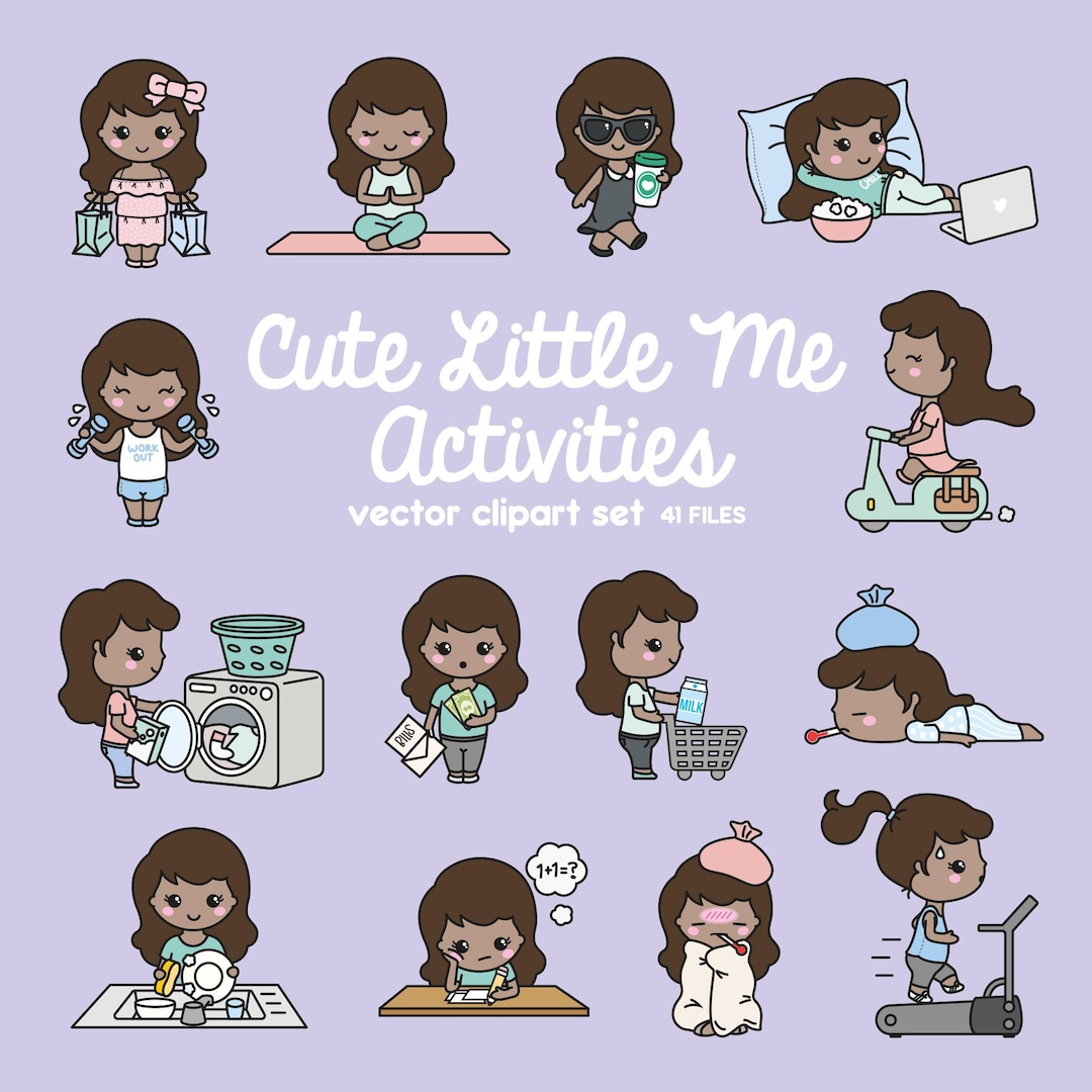Premium Vector Clipart - Cute Me - Kawaii Girl - Cute Girl Planning ...