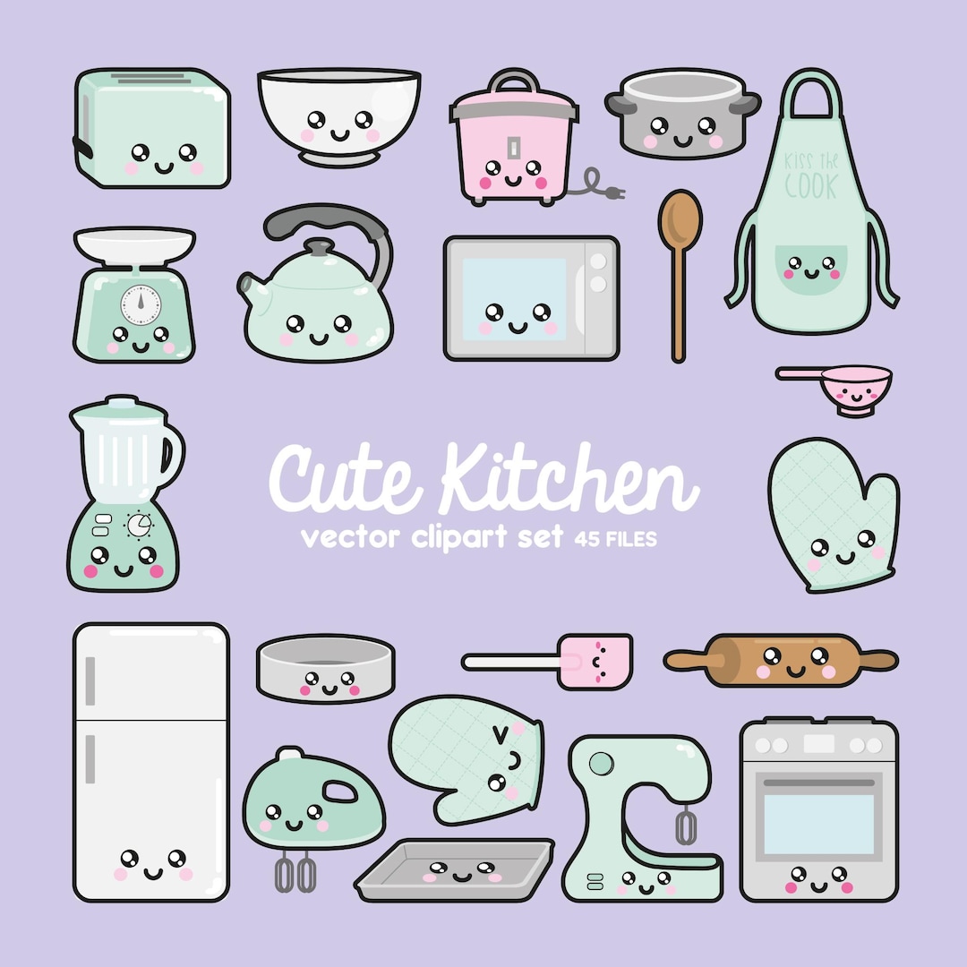 Premium Vector Clipart - Kawaii Kitchen Clipart - Kawaii Kitchen Clip ...