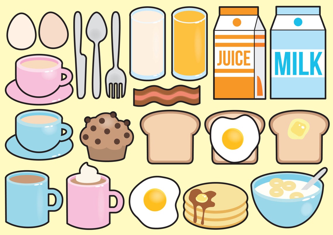 Premium Vector Clipart Kawaii Breakfast Clipart Kawaii - Etsy Canada