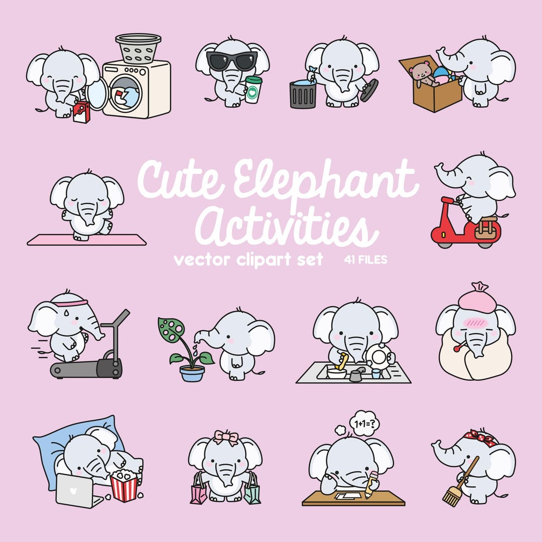 Premium Vector Clipart - Kawaii Elephant - Cute Penguin Planning ...
