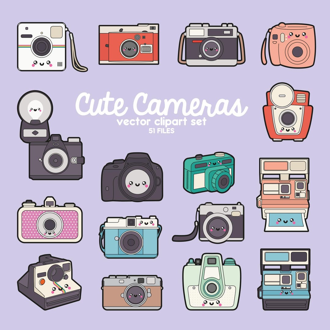 Premium Vector Clipart - Kawaii Camera Clipart - Kawaii Cameras Clip ...