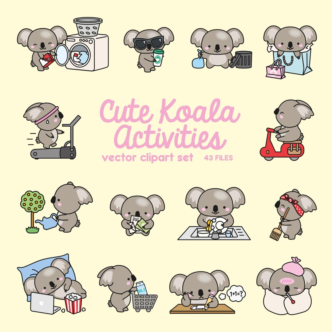 Premium Vector Clipart - Kawaii Koala - Cute Koala Planning Clipart ...