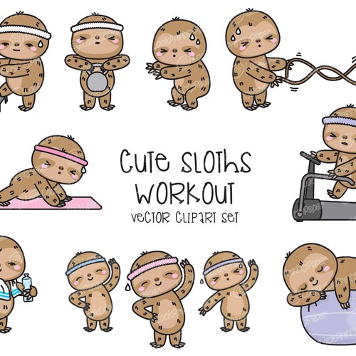 Premium Vector Clipart Kawaii Workout Penguins Cute - Etsy