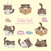 Premium Vector Clipart - Kawaii Cats - Cute Cats Clipart Set - Brown ...