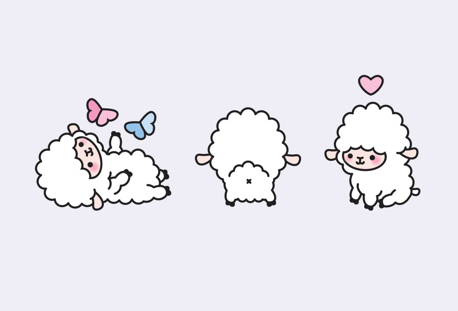 Premium Vector Clipart Kawaii Lambs Cute Lamb Clipart Set - Etsy
