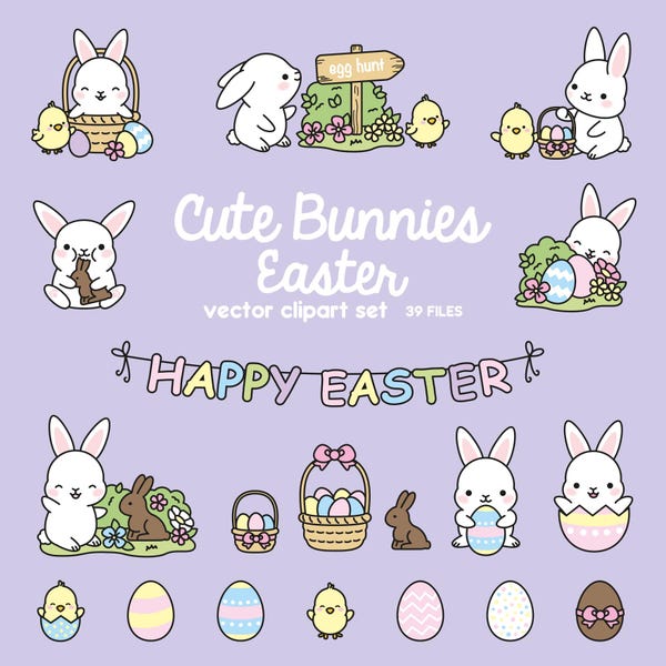 Cute Easter Clipart - Etsy