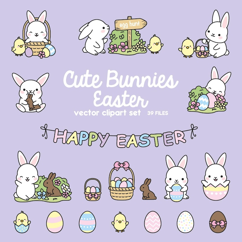 Cute Easter Clipart - Etsy