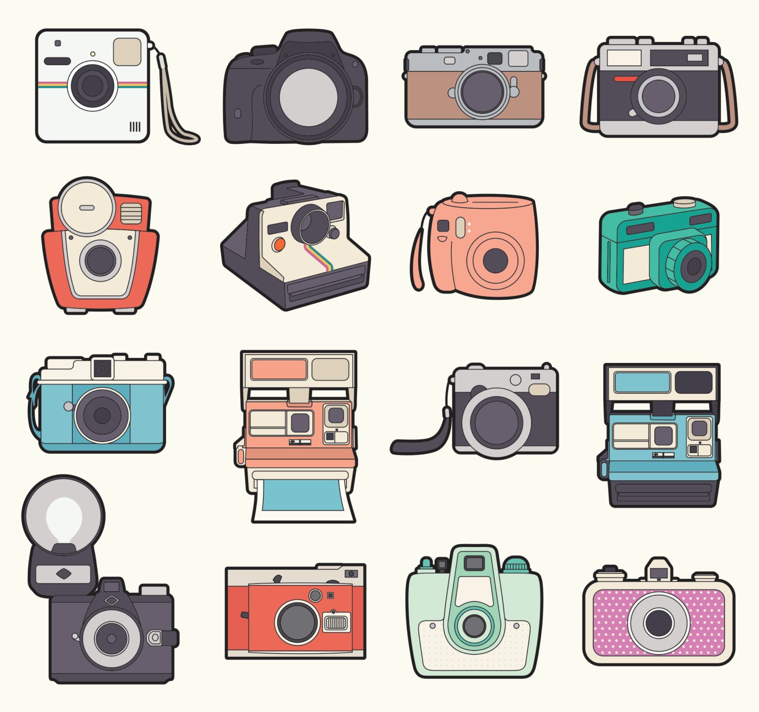 Premium Vector Clipart Kawaii Camera Clipart Kawaii | Etsy