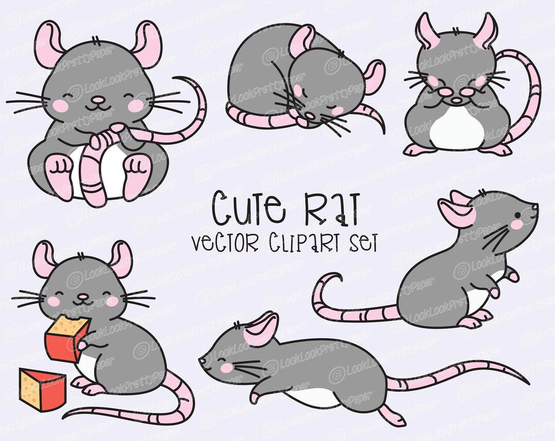 Premium Vector Clipart Kawaii Rats Cute Rat Clipart Set High Quality Vectors Instant Download ...
