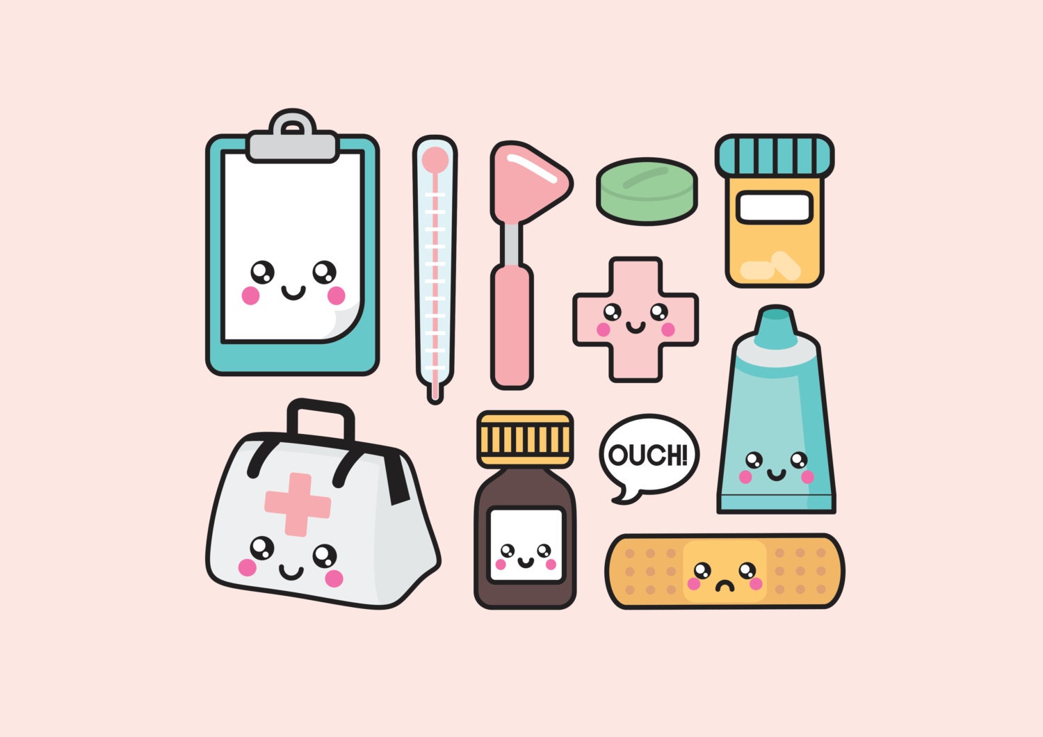 Premium Vector Clipart Kawaii Doctor Clipart Kawaii Clip - Etsy