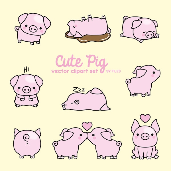 Pigs Clipart - Etsy