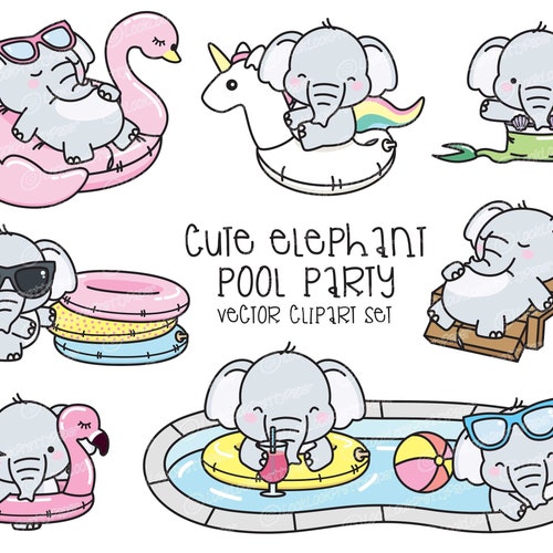 Premium Vector Clipart Kawaii Sloth Cute Sloth Pool Party - Etsy