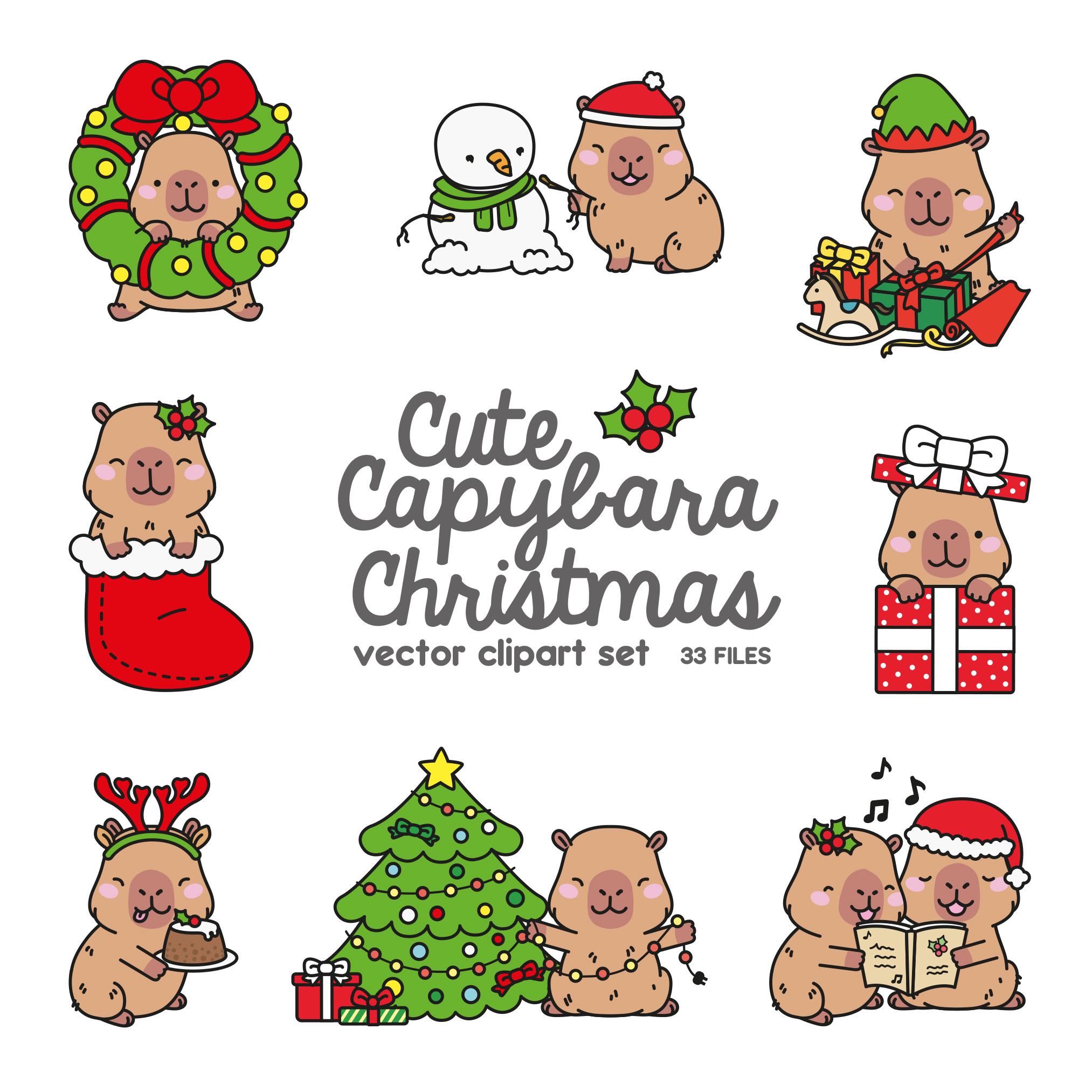 Premium Vector Clipart - Kawaii Capybara - Cute Capybara Christmas ...