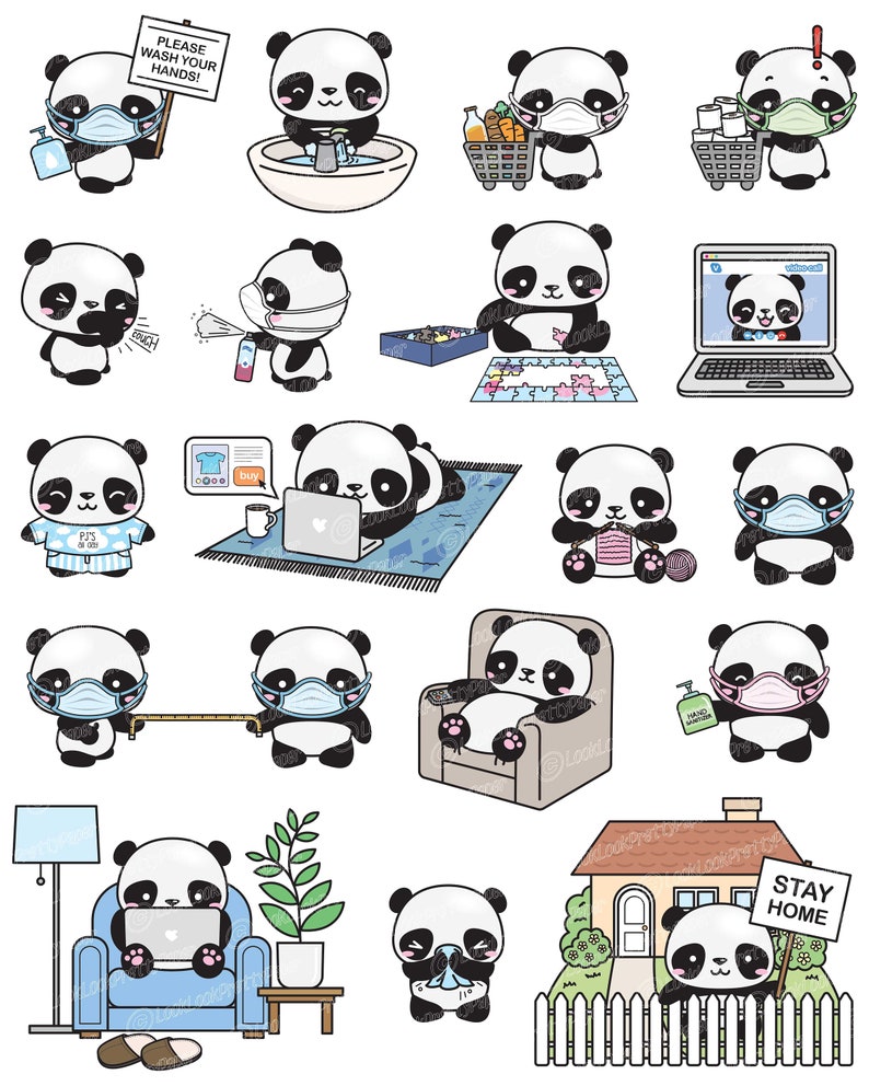 Buy Premium Vector Clipart Kawaii Panda Cute Panda Social Online in ...