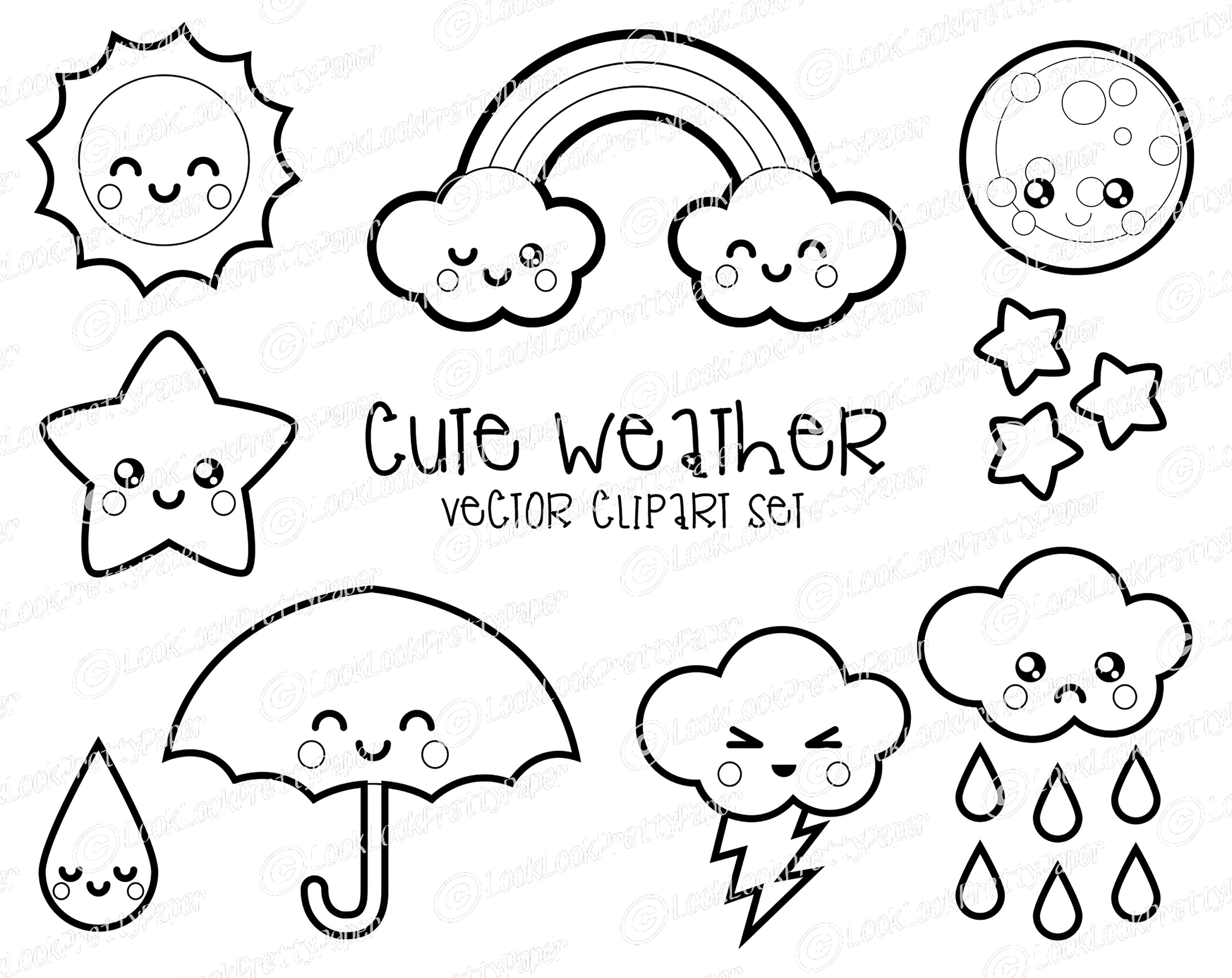 Premium Vector Clipart Kawaii Weather Clipart Kawaii - Etsy Canada
