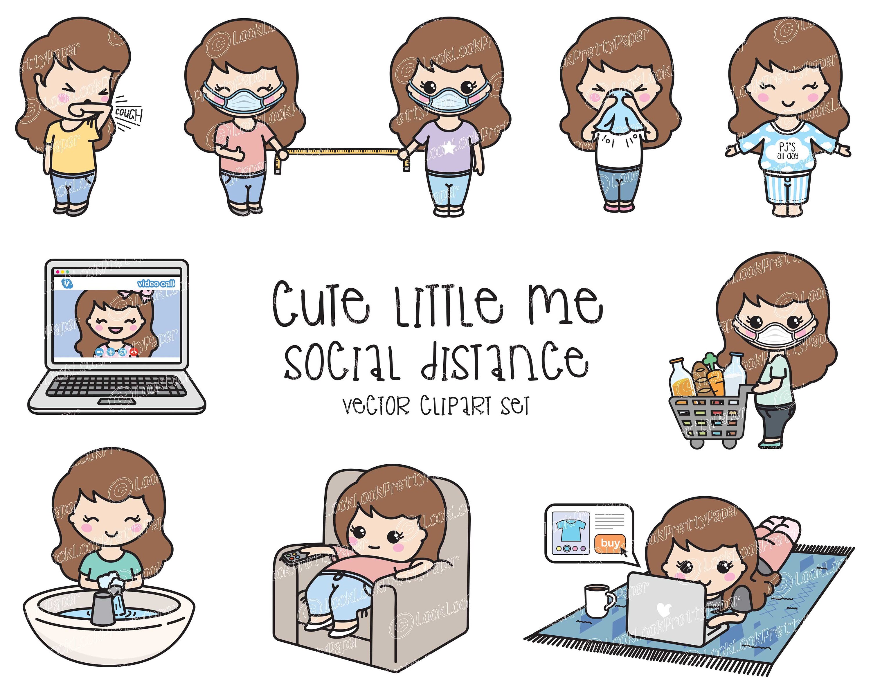 Premium Vector Clipart Kawaii Girl Cute Little Me Social | Etsy