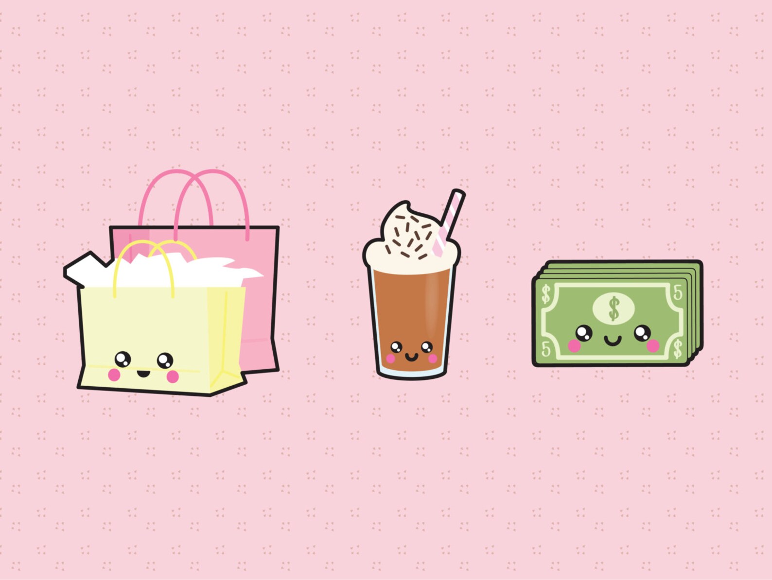 Premium Vector Clipart Kawaii Shopping Clipart Kawaii | Etsy