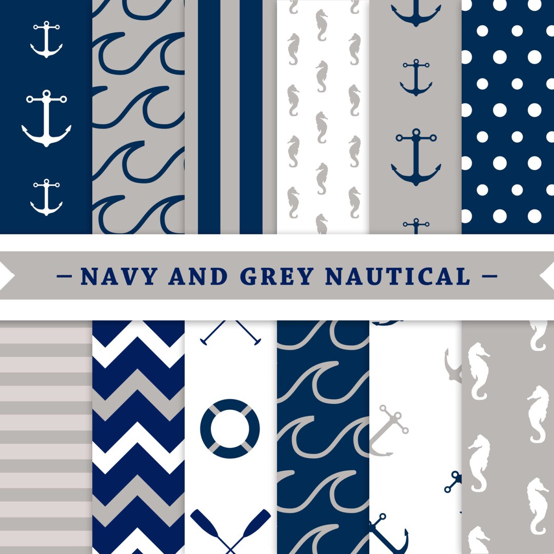 Premium Digital Paper Scrapbooking Paper Navy Blue and - Etsy