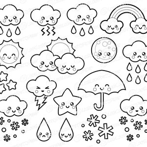 Premium Vector Clipart - Kawaii Weather Clipart - Kawaii Weather Clip ...