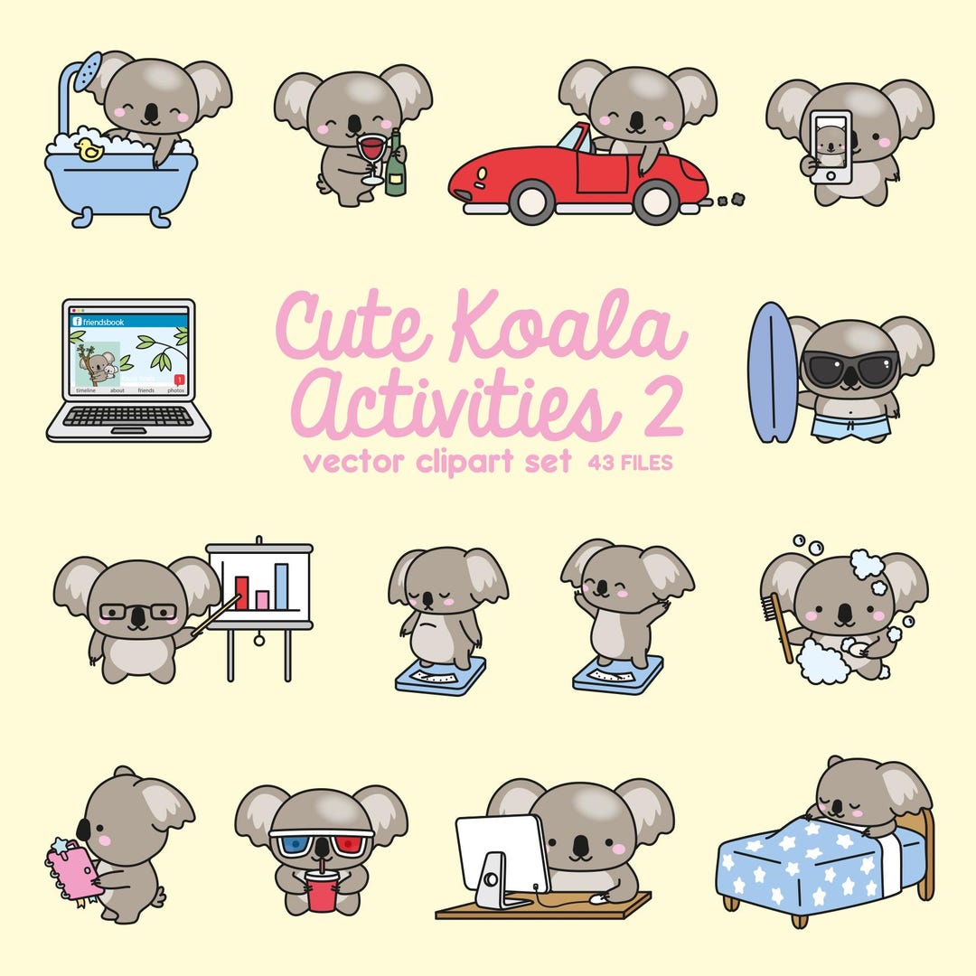 Premium Vector Clipart - Kawaii Koala - Cute Koala Planning Clipart ...