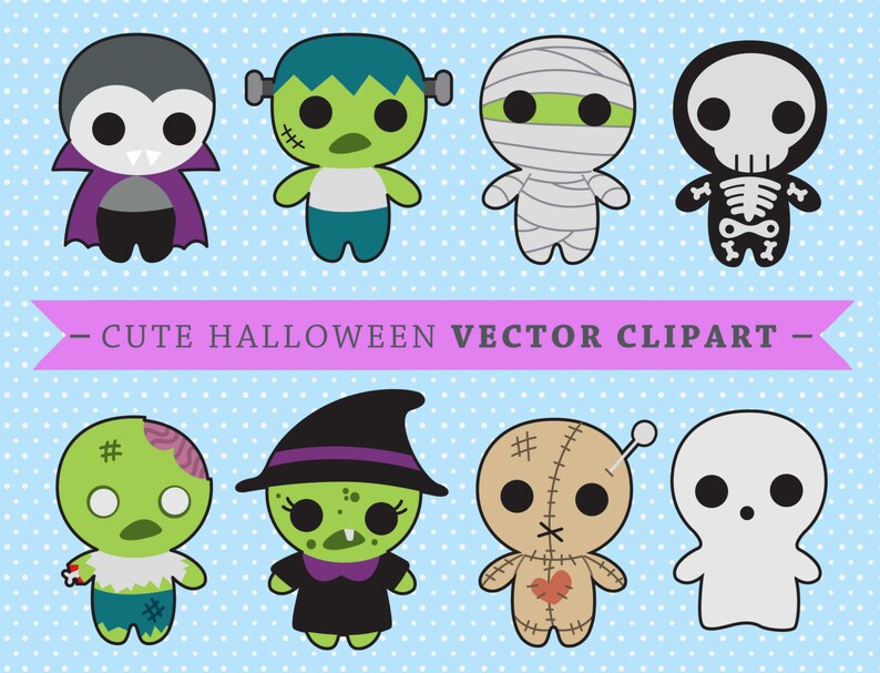 Premium Vector Clipart Kawaii Spooky Halloween Halloween - Etsy