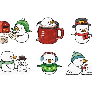 Premium Vector Clipart - Kawaii Snowman - Cute Christmas Snowmen ...
