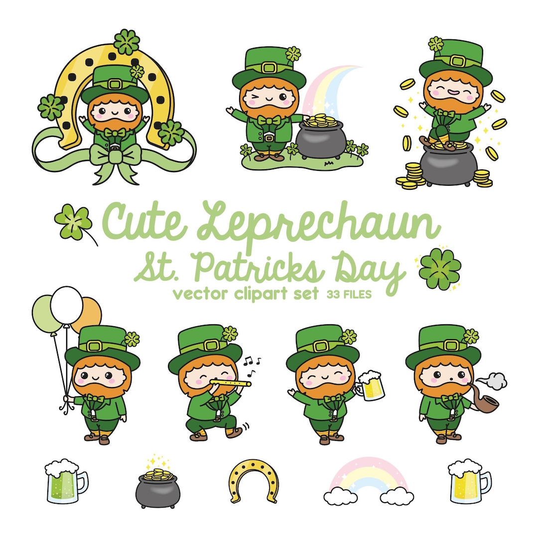 Premium Vector Clipart - Kawaii St Patrick's Day Clipart Set - Cute ...