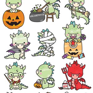 Premium Vector Clipart - Kawaii Halloween Dragons - Cute Halloween ...