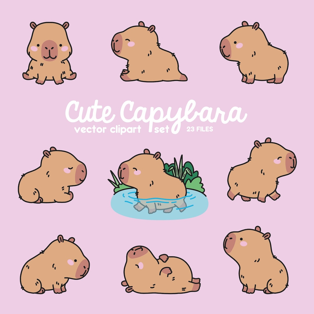 Premium Vector Clipart - Kawaii Capybara - Cute Capybara Clipart - Instant Download - Kawaii ...