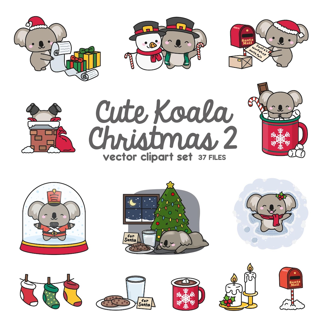 Premium Vector Clipart - Kawaii Koala - Cute Koalas Christmas - Xmas ...