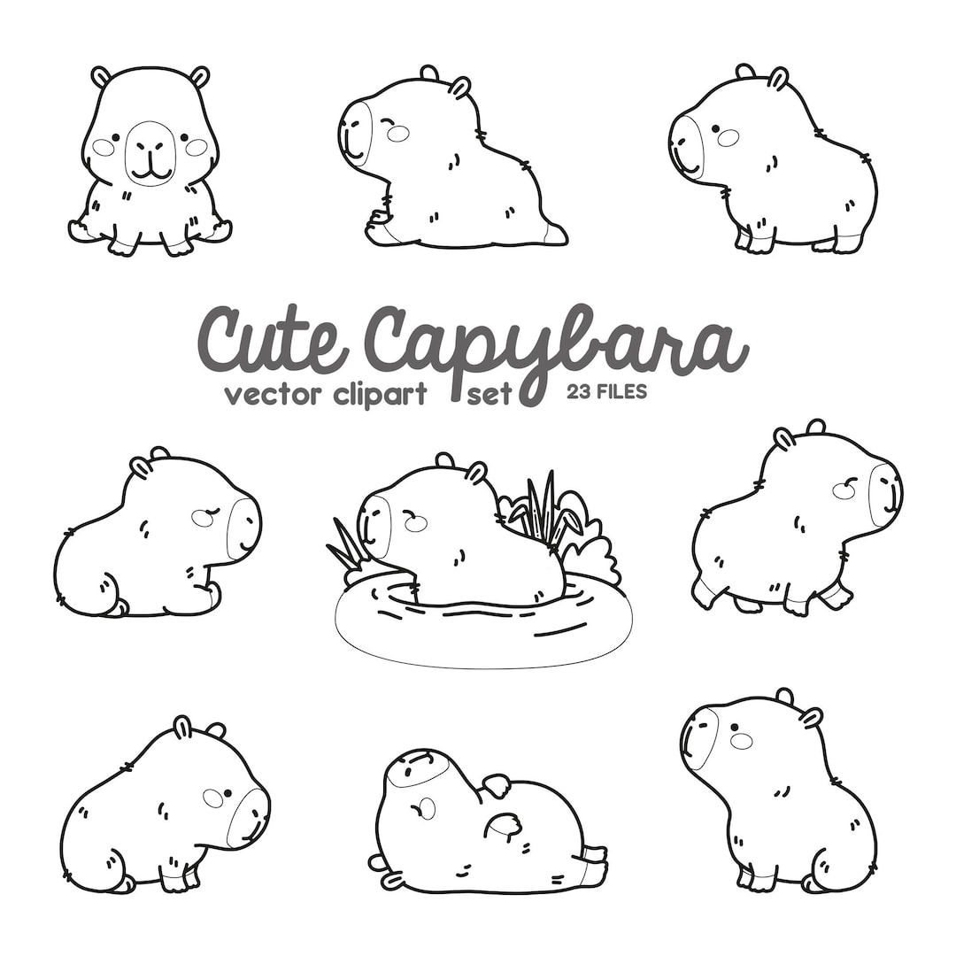 Premium Vector Clipart - Kawaii Capybara - Cute Capybara Clipart ...