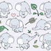 Premium Vector Clipart - Kawaii Elephant - Cute Elephant Clipart Set ...
