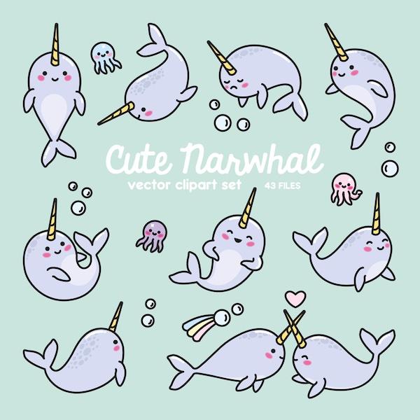 Kawaii Narwhal - Etsy