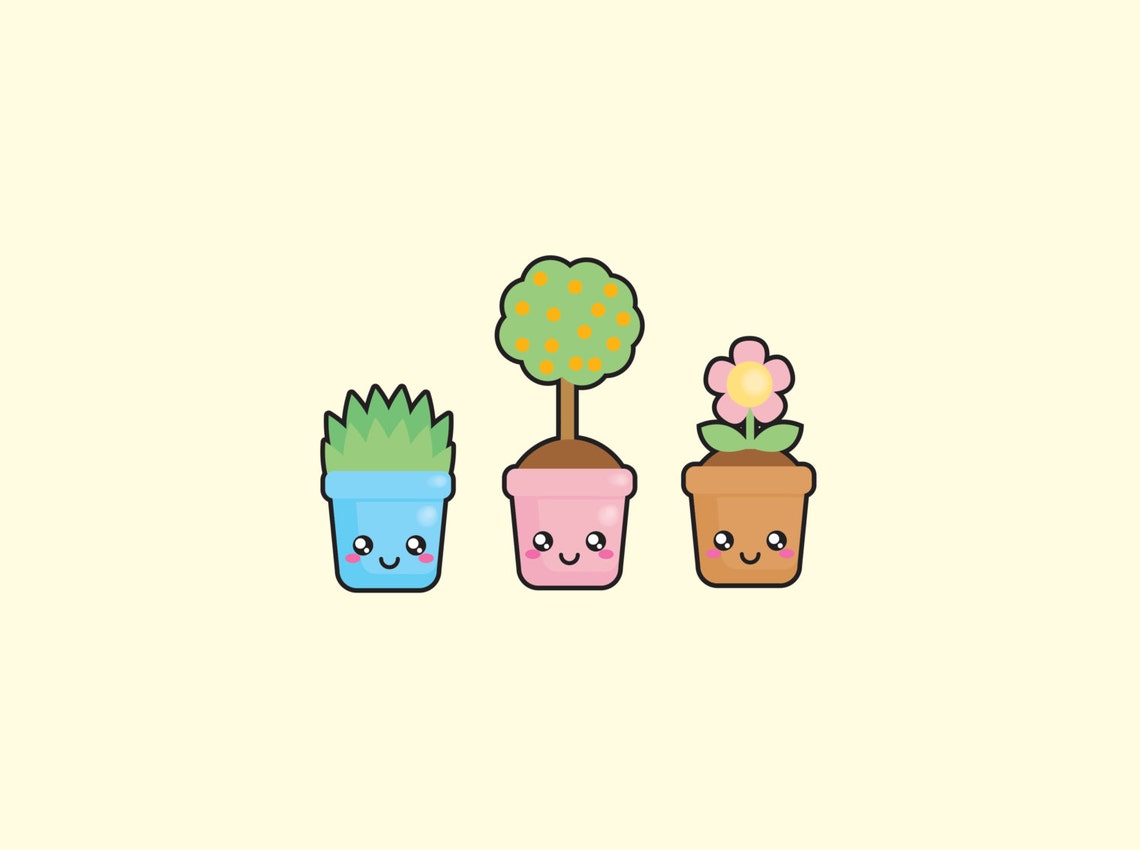 Premium Vector Clipart Kawaii Gardening Clipart Kawaii - Etsy